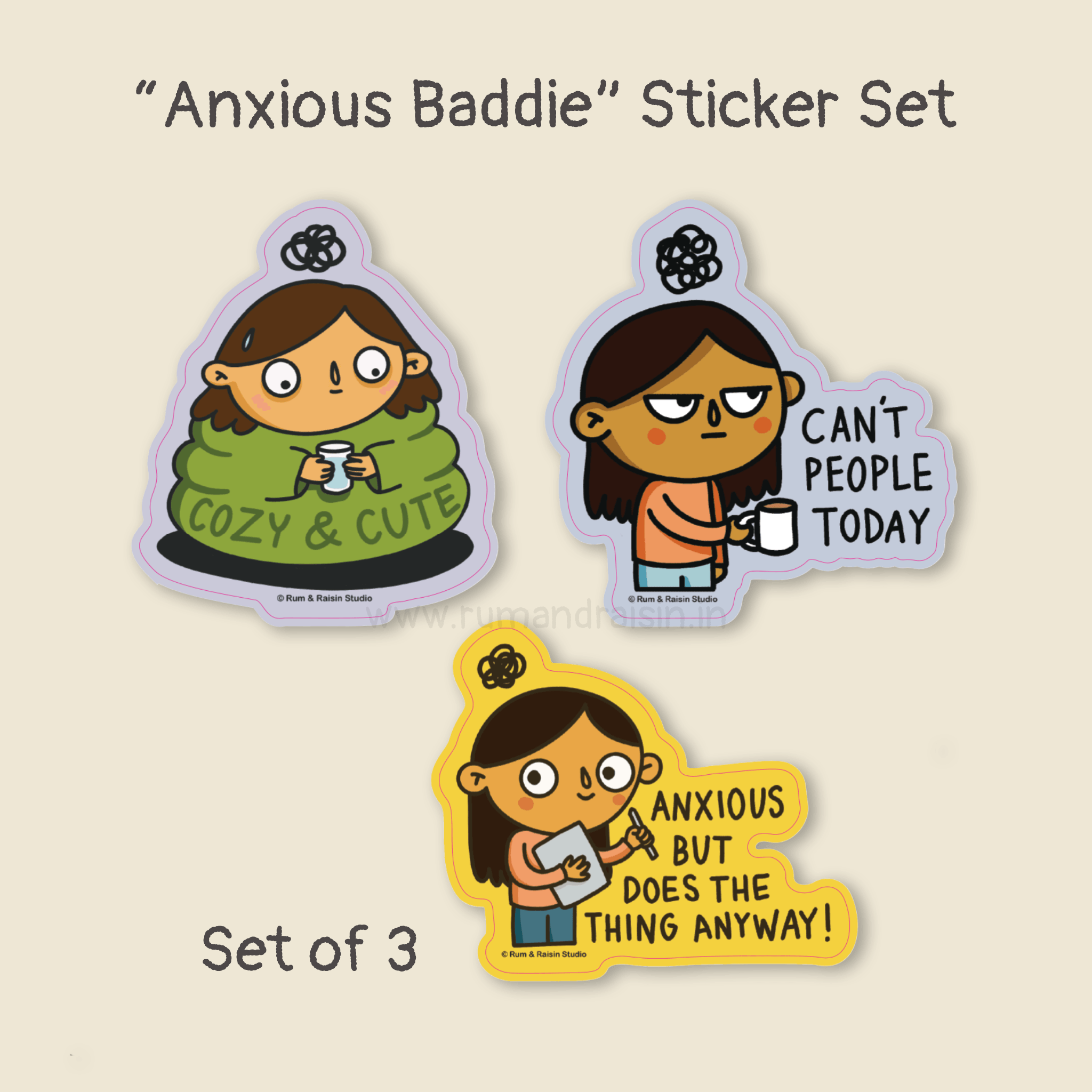 Anxious Baddies - Set of 3 – Rum and Raisin Studio